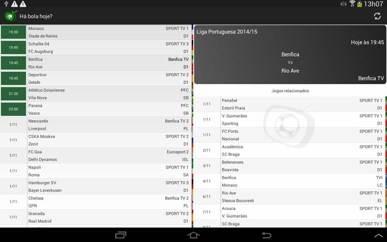 Há bola hoje? App Android | Apps Portugal
